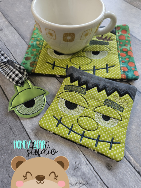 Frankie monster Coaster Applique Quilted MUG RUG Set In the Hoop ...