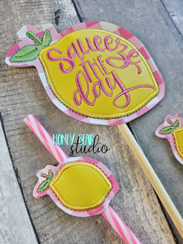 Squeeze the Day Lemons includes PLANT STICK SIZE pencil topper AND str ...