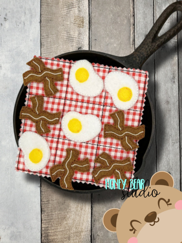 Eggs and Bacon Breakfast Tic Tac Toe for 5x7 DIGITAL DOWNLOAD embroide ...