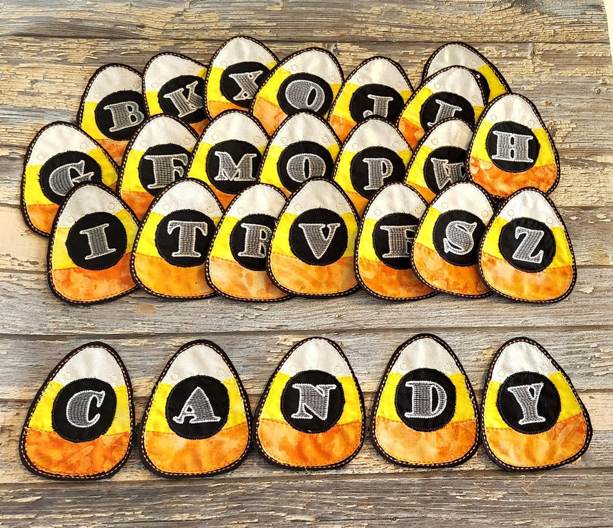 WHOLE ALPHABET A to Z Candy Corn Applique Satin and Raw Edge Banner Pi ...