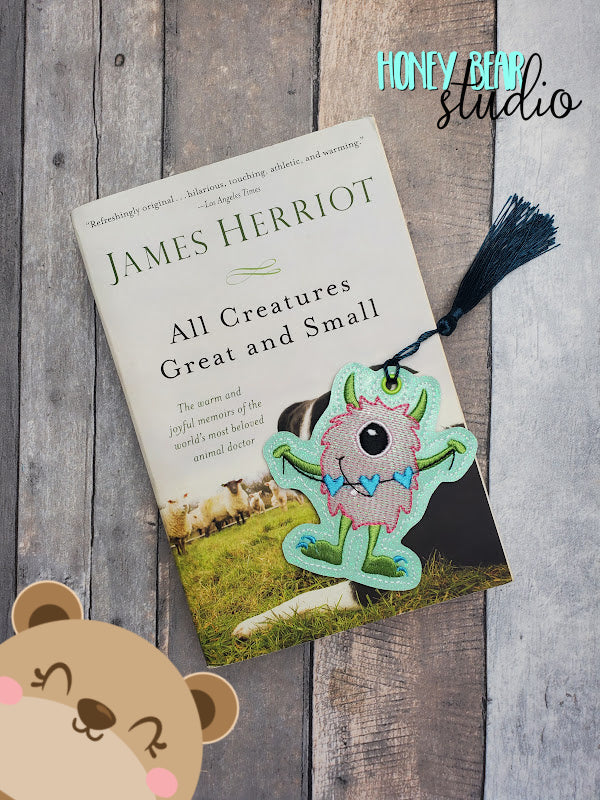 Heart Monster Valentine Love Cute Bookmark 4x4 DIGITAL DOWNLOAD embroi ...