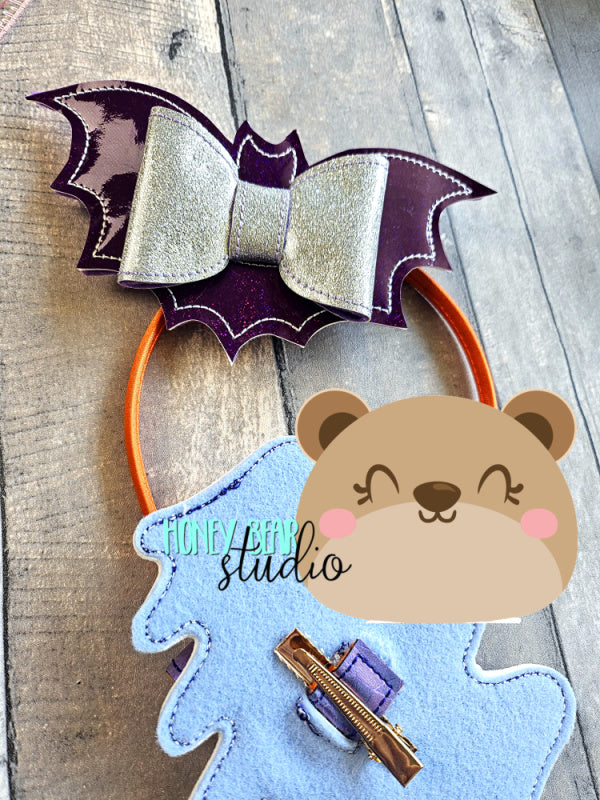 Bat Shape Bow (2 Hoopings) 5x7 DIGITAL DOWNLOAD embroidery file ITH In ...