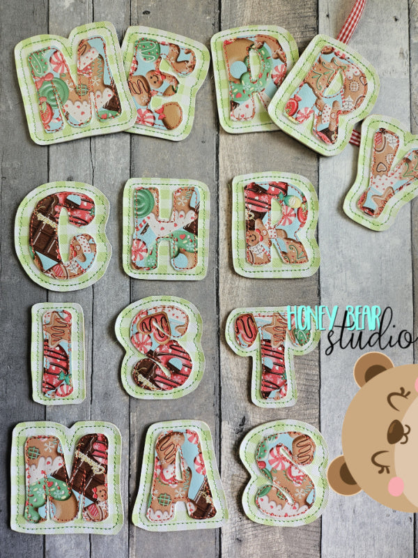 Bubble Letters Merry Christmas Banner 4x4 DIGITAL DOWNLOAD embroidery ...