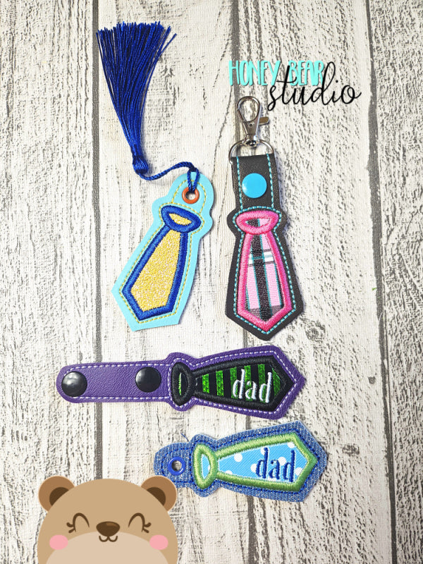 Neck Tie Dad Father Applique Fob snap tab, or eyelet key fob set 4x4 D ...