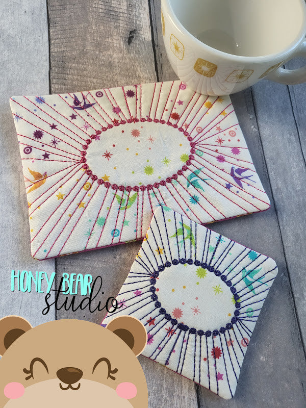 Dainty Oval Simple MUG RUG Coaster Set 4x4 5x7 Coaster In the Hoop ...