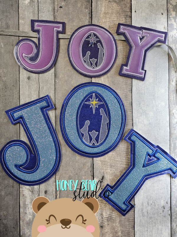 JOY Nativity Christmas Banner 4x4 & 5x7 DIGITAL DOWNLOAD embroidery fi ...