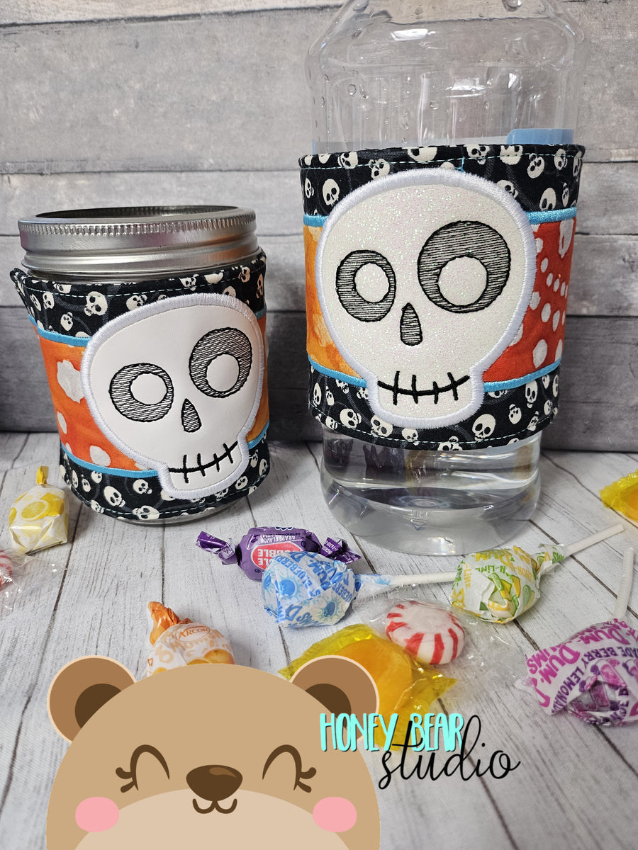 goofy skull halloween spooky applique mug wrap ITH File honey bear ...