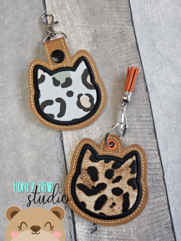 Cat Heat Applique Kitty Fob snap tab, or eyelet key fob set 4x4 DIGITA ...