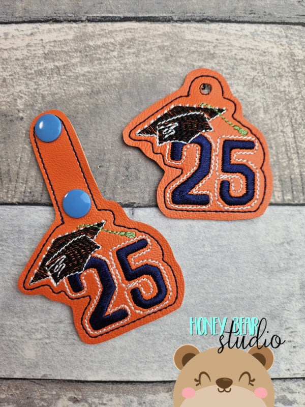 Class of 2025 25 snap tab or eyelet fob for 4x4 DIGITAL DOWNLOAD embro ...