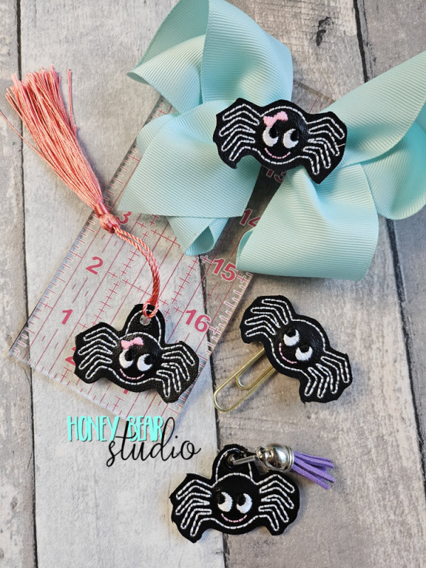 Cutie Spider Friends SET, feltie, charm or zipper pull eyelet for 4x4 ...