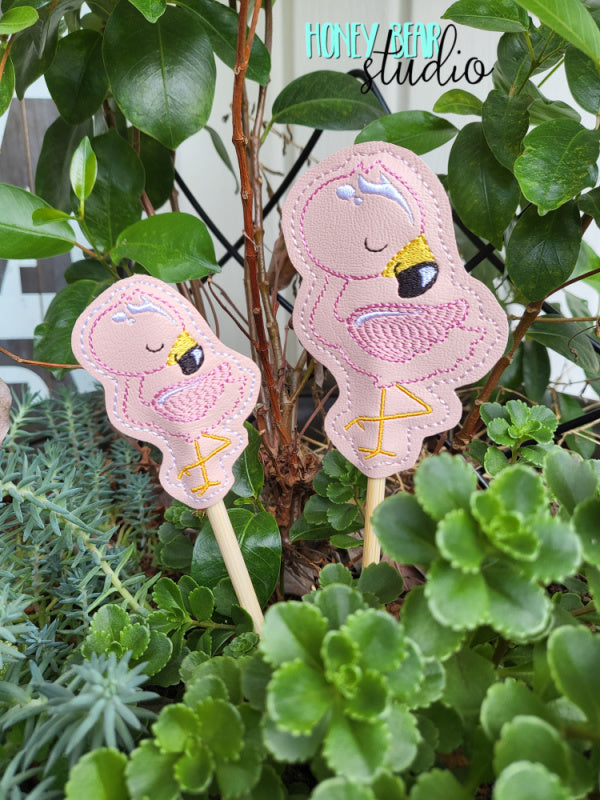 Sleepy Flamingo NEW PLANT STICK SIZE pencil topper AND straw slide for ...