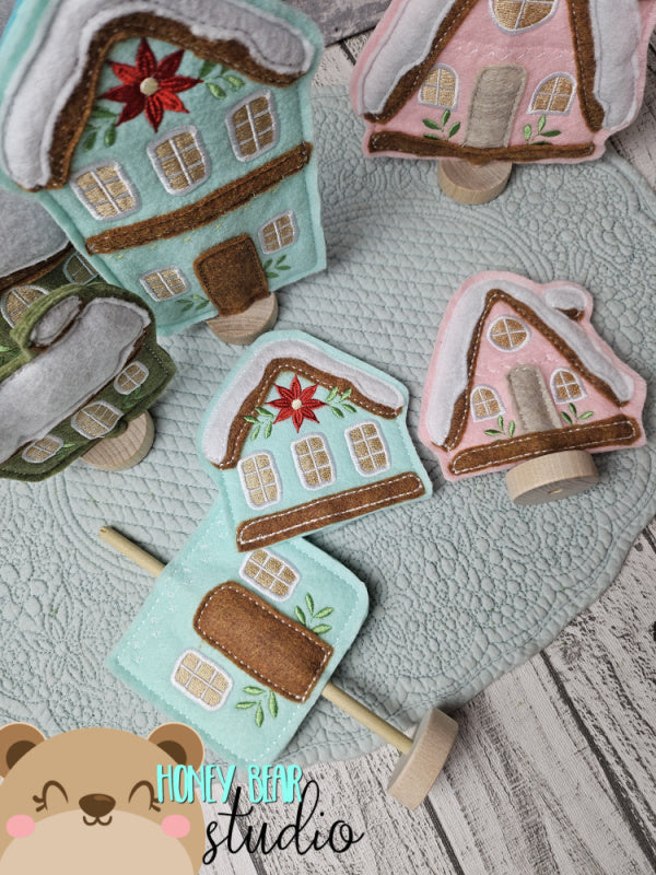 Folk Art Stick Christmas Village SET 2 Felt Version Three Styles & Two ...