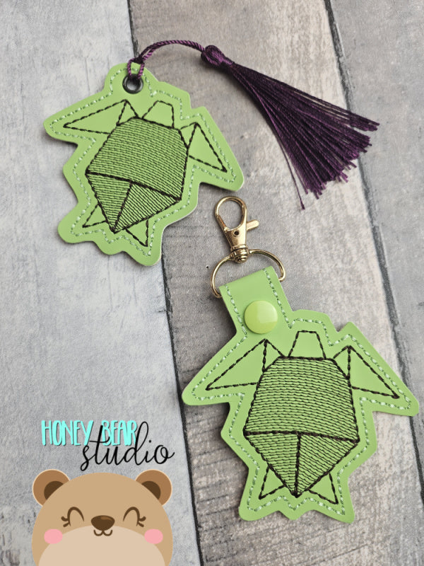 Origami Animal TURTLE Fob snap tab, or eyelet key fob set 4x4 DIGITAL ...