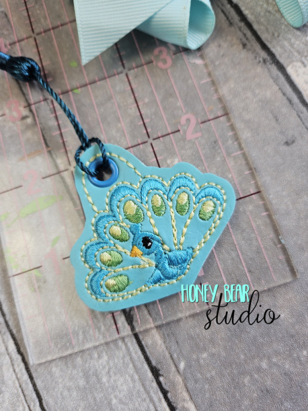 Peacock feltie SET, feltie, charm or zipper pull eyelet for 4x4, 5x7 D ...