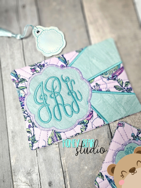 scalloped applique monogrammable MUG RUG Coaster Set 4x4 5x7 Hoop ...