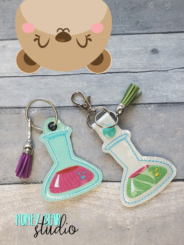 Beaker Flask Chemistry Potion Science Experiment Fob snap tab, or eyel ...