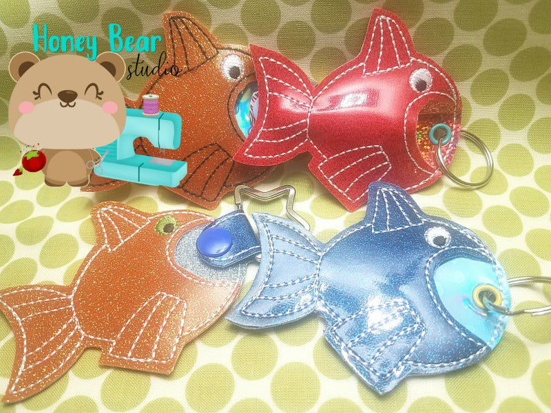 Big Mouth Fish snap tab or eyelet for 4x4 DIGITAL DOWNLOAD embroidery ...