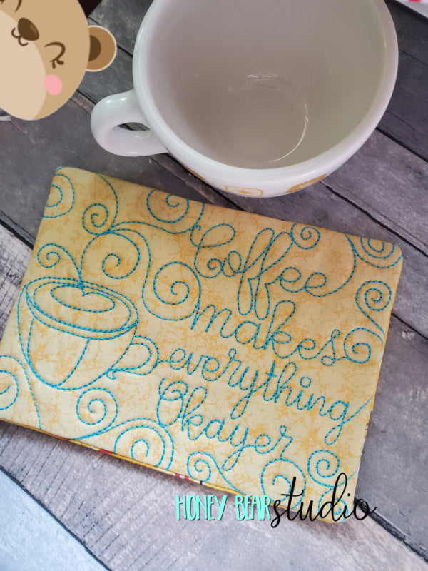 Coffee Cup Stippling MUG RUG Coaster Set 4x4 5x7 Coaster In the Hoop ...