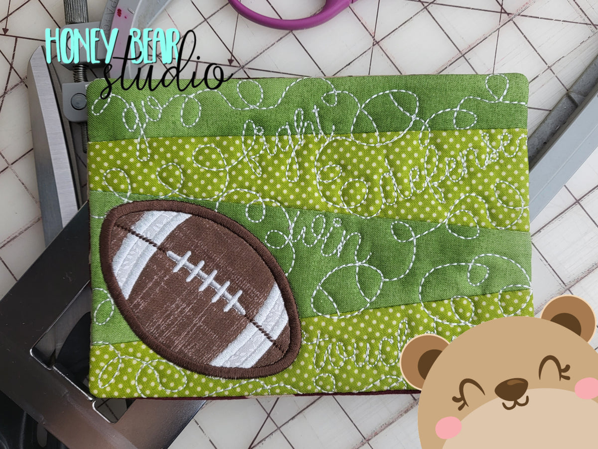 Football Scrap Strips MUG RUG Coaster Set 4x4 5x7 Coaster In the Hoop ...