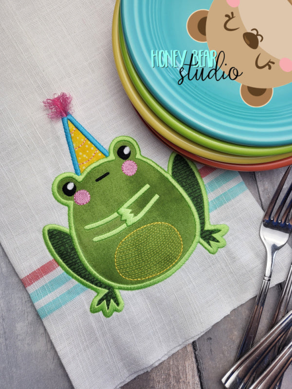 Timid Bashful Birthday Frog Party Hat Satin Stitch Multiple Sizes DIGI ...