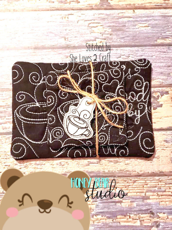 Coffee Cup Stippling MUG RUG Coaster Set 4x4 5x7 Coaster In the Hoop ...