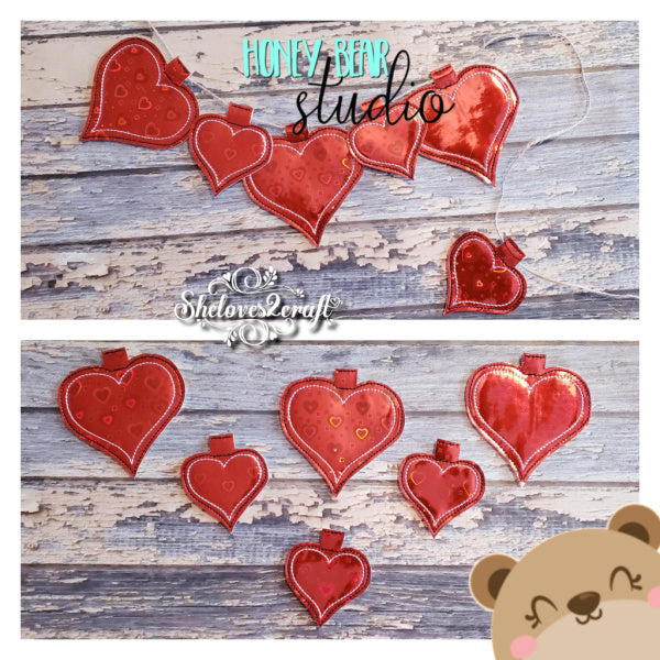 Simple Heart Banner Piece for 4x4, 5x7, DIGITAL DOWNLOAD embroidery fi ...