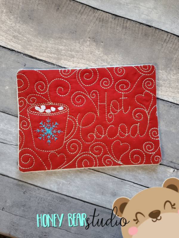 Hot Cocoa Stippling MUG RUG Coaster Set 4x4 5x7 Coaster In the Hoop ...