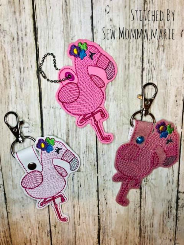 Fancy Floral Flamingo snap tab, or eyelet key fob set 4x4 DIGITAL DOWN ...