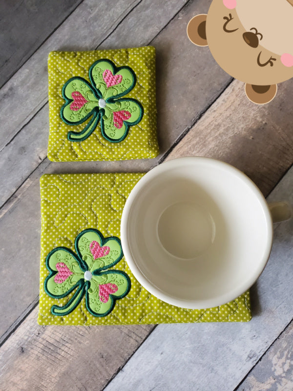 Shamrock Trinity Applique MUG RUG Coaster Set 4x4 5x7 In the Hoop ...