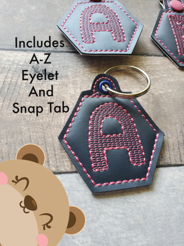 CHALKY Font FULL ALPHABET A-Z HEXI snap tab, or eyelet fob for 4x4 DIG ...