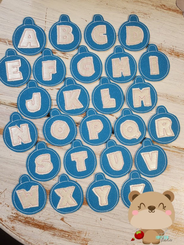 CHONKY Font FULL ALPHABET A-Z Applique snap tab, or eyelet fob for 4x4 ...