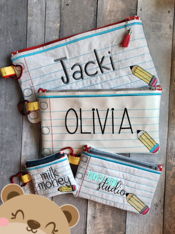 Notebook Paper and Pencil Top Zip Bag 4x4, 5x7, 6x10, 7x12 DIGITAL DOW ...