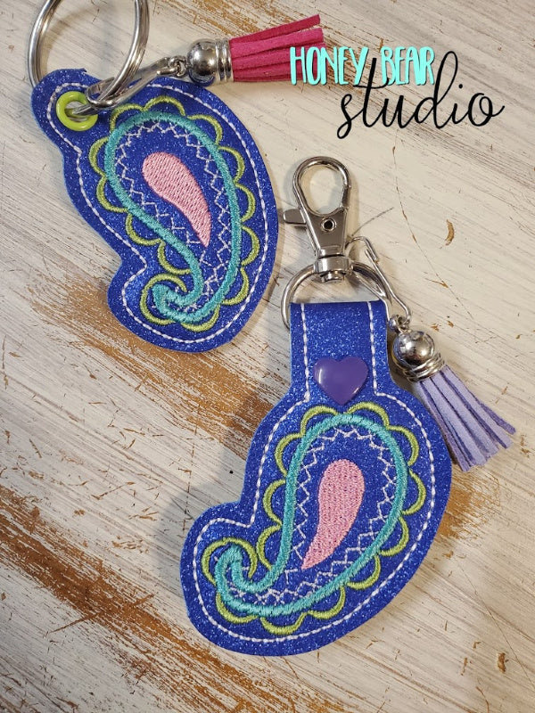 Paisley Fob Set snap tab or eyelet for 4x4 DIGITAL DOWNLOAD embroidery ...
