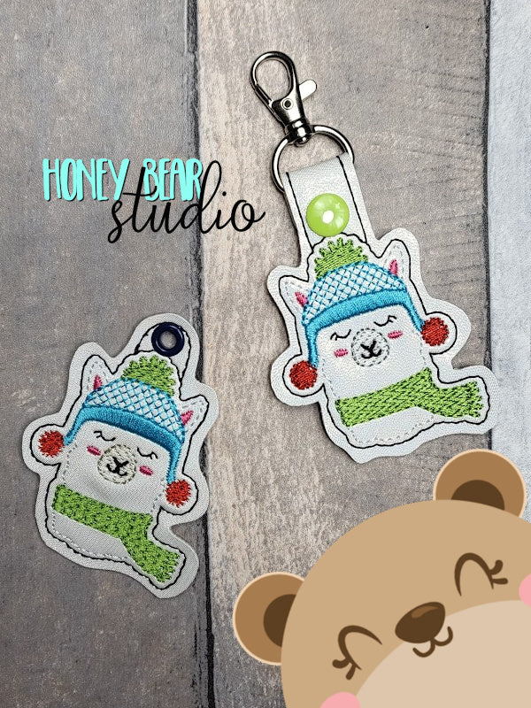Winter Llama Alpaca snap tab, or eyelet key fob set 4x4 DIGITAL DOWNLO ...